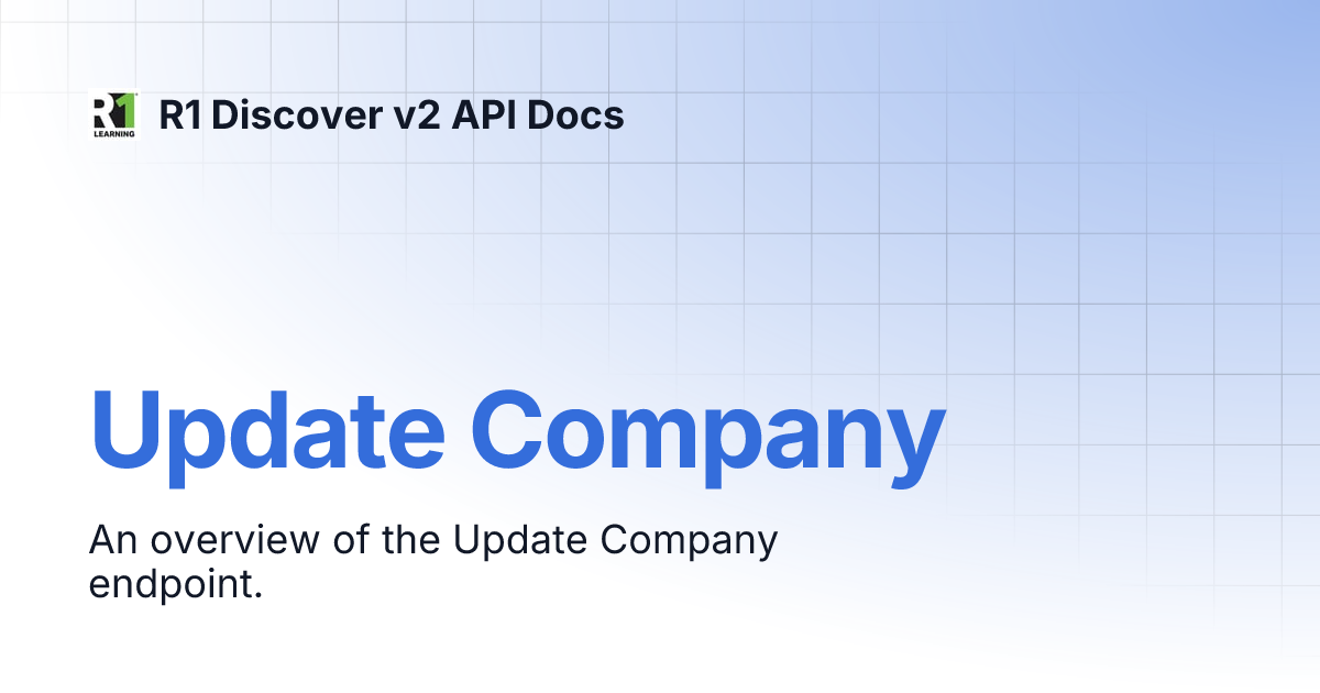 Update Company | R1 Discover v2 API Docs