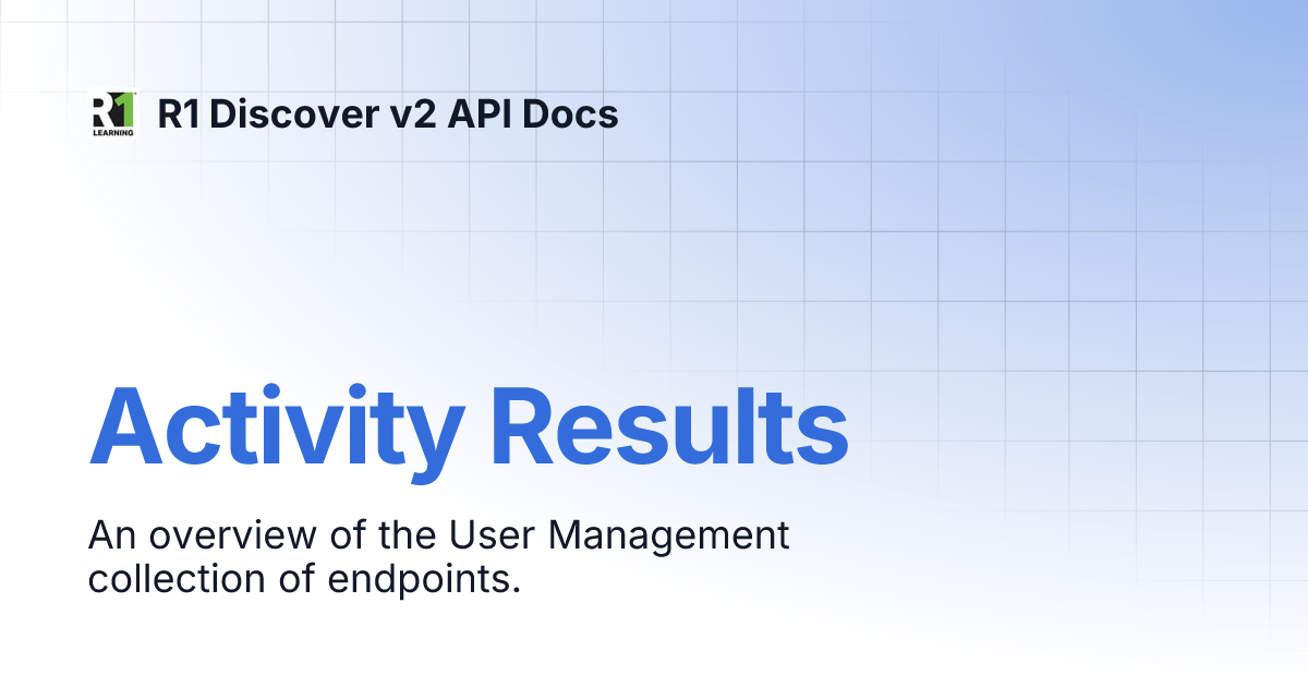 Activity Results | R1 Discover v2 API Docs