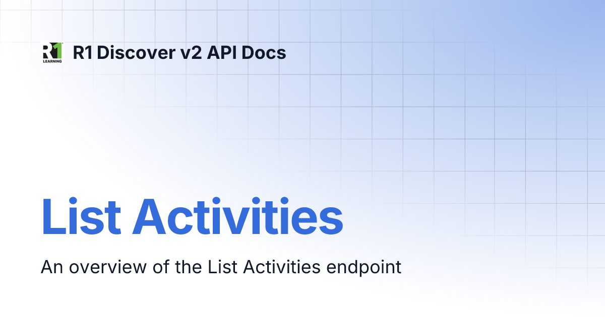 List Activities | R1 Discover v2 API Docs