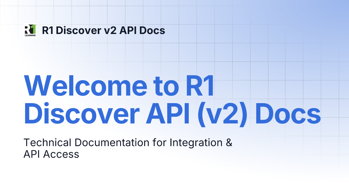 Welcome to R1 Discover API (v2) Docs | R1 Discover v2 API Docs
